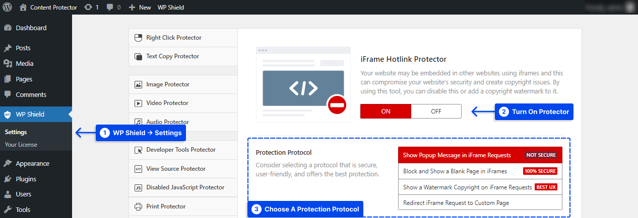 Setting Up iFrame Hotlink Protector - WP Shield