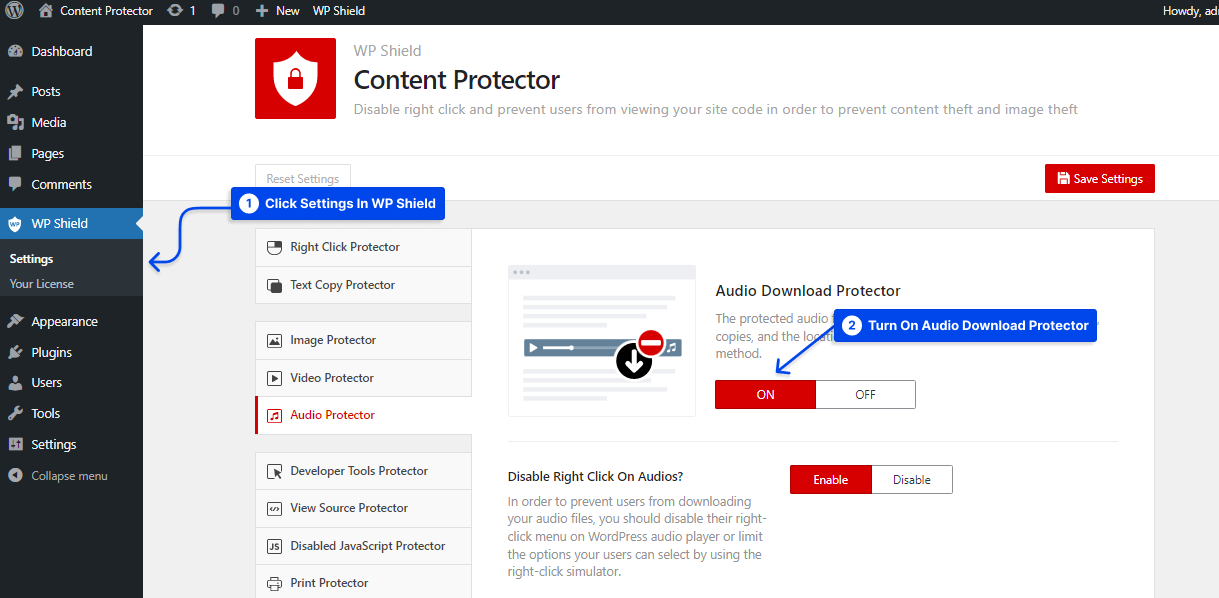 Setting Up Audio Download Protector - WP Shield